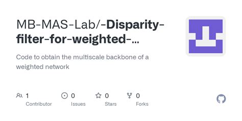 Github Mb Mas Lab Disparity Filter For Weighted Networks Code To