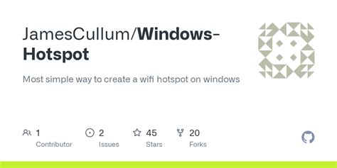 GitHub JamesCullum Windows Hotspot Most Simple Way To Create A Wifi Hotspot On Windows