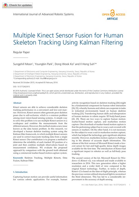 Pdf Multiple Kinect Sensor Fusion For Human Skeleton Tracking Using