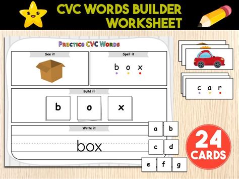 Cvc Words Builder Mats Worksheet Spelling And Writing Practice For Preschool Teaching Resources