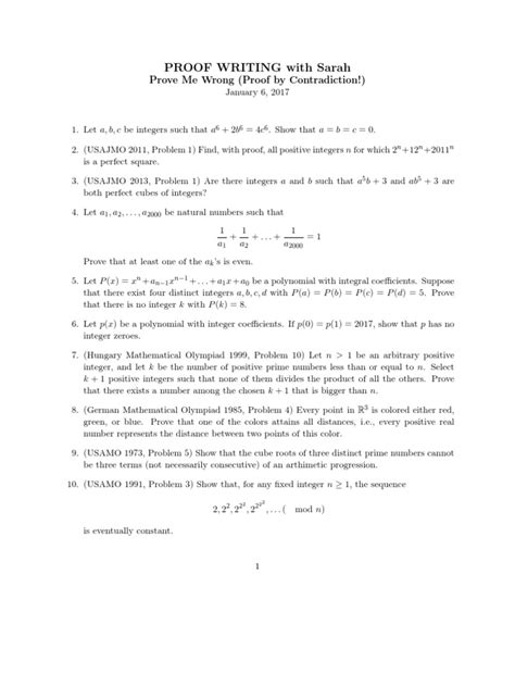 5 Proof By Contradiction Winter Camp Pdf Number Theory