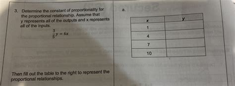 3 Determine The Constant Of Proportionality For A The Proportional Relationship Assume [math]