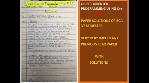 Bca 3rd Semester Object Oriented Programming Using C Oops 2018