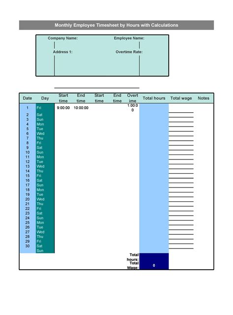 Free Timesheet Templates in Excel ᐅ TemplateLab