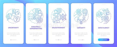 Ict Literacy Levels Blue Gradient Onboarding Mobile App Screen Stock