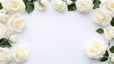Wedding Invitation Border Elements White Rose Flowers Isolated On A