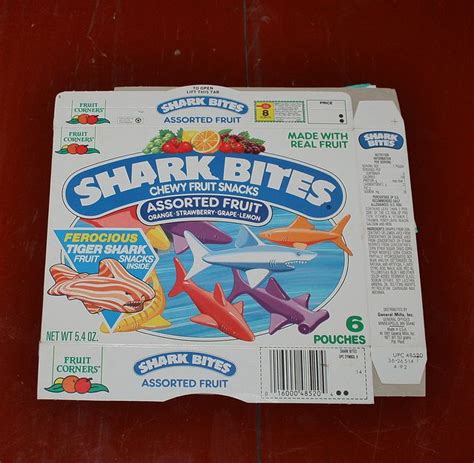 Original Shark Bites Fruit Snacks Box From The 1990s