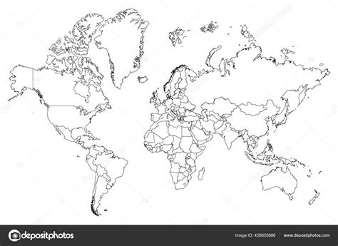 High Resolution Map World Split Individual Countries High Detail World Stock Vector Image By