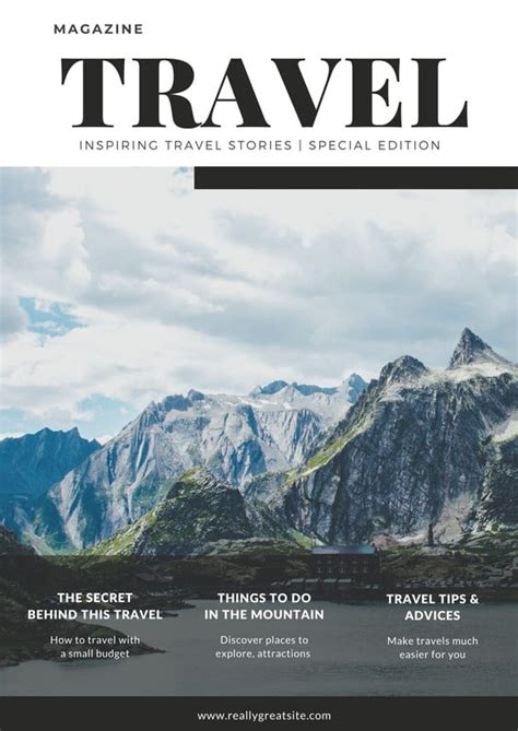 Free Printable Customizable Travel Magazine Cover Templates Canva