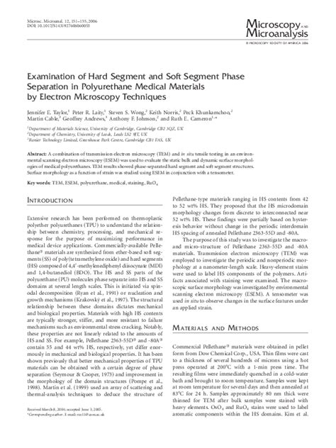Pdf Examination Of Hard Segment And Soft Segment Phase Separation In