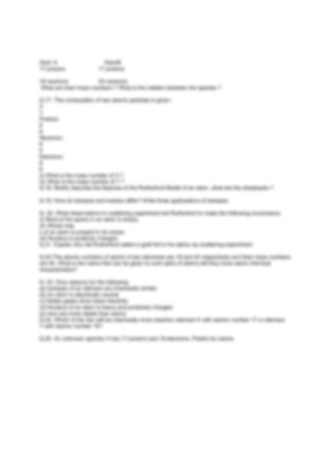 Solution Cbse Class 9 Chemistry Worksheet Structure Of Atom 2 Studypool