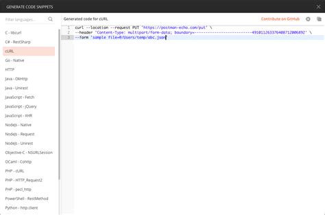 Curl Code For Put Request With File Upload · Issue 3213 · Postmanlabspostman App Support · Github