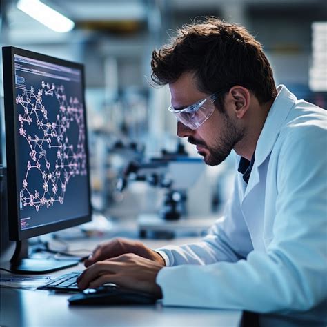 A Scientist Analyzing Computational Models Of Molecular Structures On A