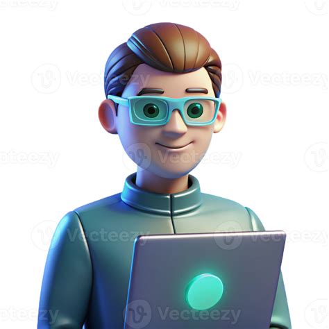 Vibrant Artistic Portrait Of A Programmer With A Laptop Coding With