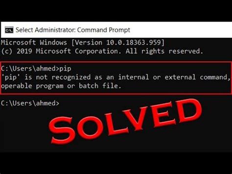 Solved Pip Is Not Recognized As An Internal Or External Command Artofit