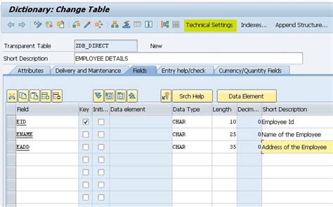 Sap Abap Sap Ui5 Sap Fiori Create Db Table Using Direct