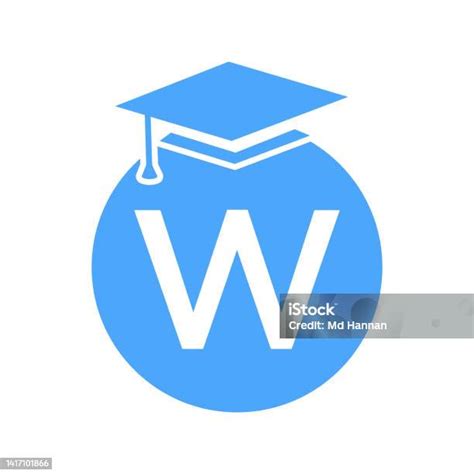 편지 W 교육 로고 템플릿 교육 졸업 모자를 사용한 교육 로고 타입 개념 개념에 대한 스톡 벡터 아트 및 기타 이미지 개념