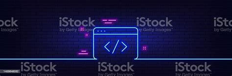 Seo Script Line Icon Web Programming Sign Traffic Management Neon Light Glow Effect Vector Stock