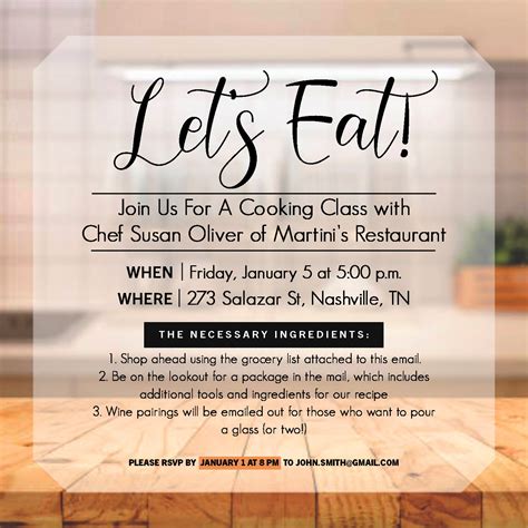 Cooking Class Invitation Etsy