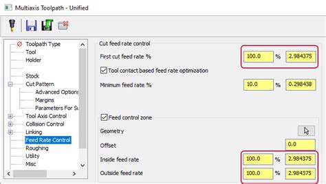 new feed rate control page