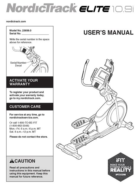 Nordictrack Elite 1000 User Manual