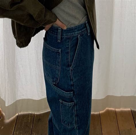 런던플랏 와이드 청바지 카고 여성 와이드 데님팬츠 플라넬 모네카펜더