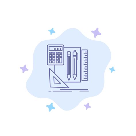 Stationary Book Calculator Pen Blue Icon On Abstract Cloud Background