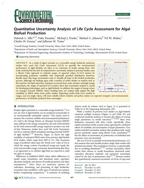 PDF Quantitative Uncertainty Analysis Of Life Cycle Assessment For