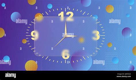 Clock Glassmorphism Effect 3d Style Rectangle Timer Gold Clock Face