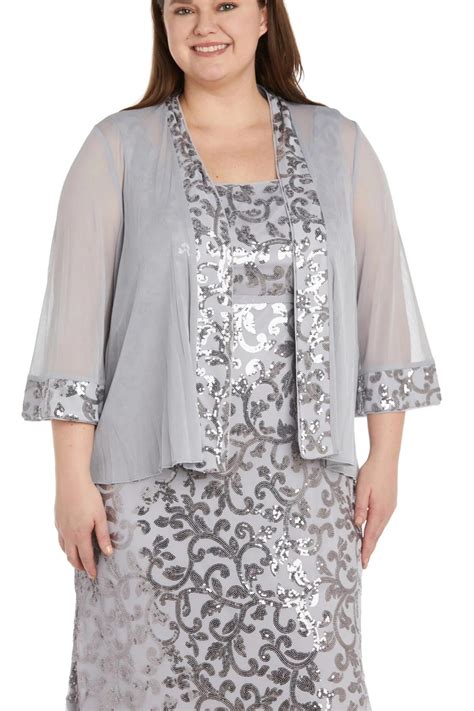 Silver Randm Richards 9965w Plus Size Long Formal Jacket Dress For 115