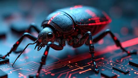 Cybernetic Bug Inspects Circuit Board Ai Powered Software Testing Automated Code Analysis Bug