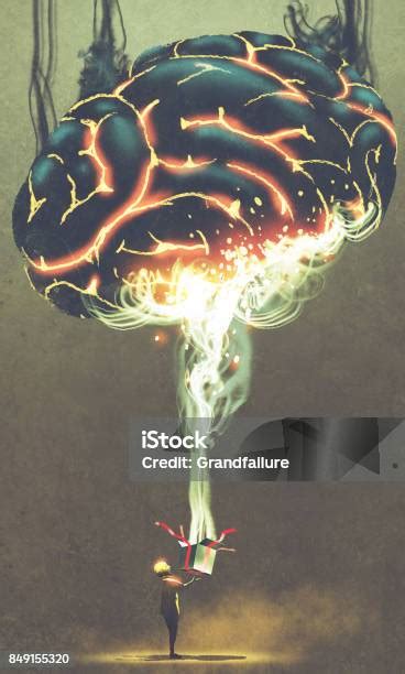 내부에서 빛나는 거 대 한 두뇌와 마법의 상자를 여는 아이 사람 뇌에 대한 스톡 벡터 아트 및 기타 이미지 사람 뇌 그림 그리기 대형 Istock