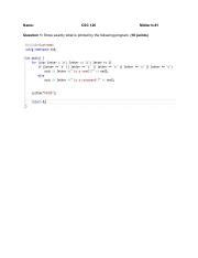 Exam Fall Pdf Name CSC Midterm Question Show Exactly What Is Printed By The