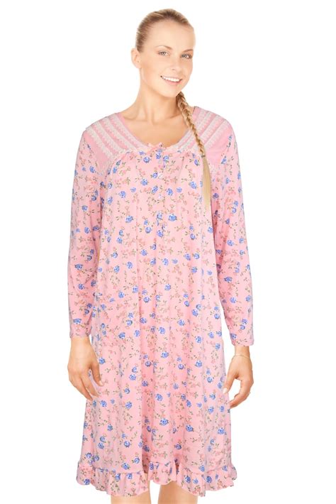Jeffrico Womens Long Sleeve Nightgowns Sleepwear Soft Pajama Dress