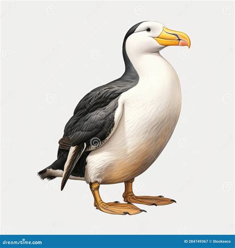 hyper realistic arctic puffin cartoon illustration with exaggerated