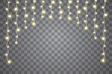 크리스마스 조명 은 현실적인 디자인 요소를 격리 Xmas 홀리데이 카드 배너 포스터 웹 디자인에 대한 빛나는 조명 화환 장식