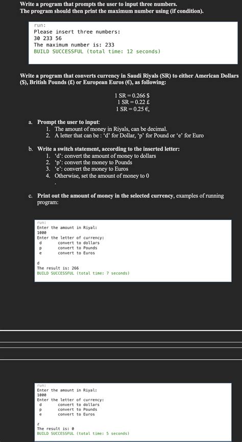 Solved Write A Program That Prompts The User To Input Three