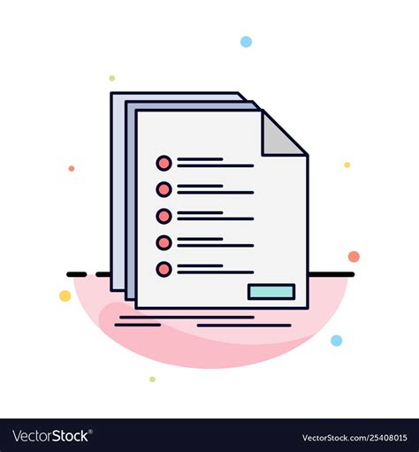 Check Filing List Listing Registration Flat Color Vector Image
