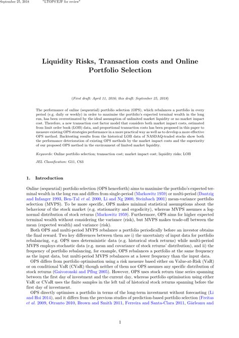 Pdf Liquidity Risks Transaction Costs And Online Portfolio Selection