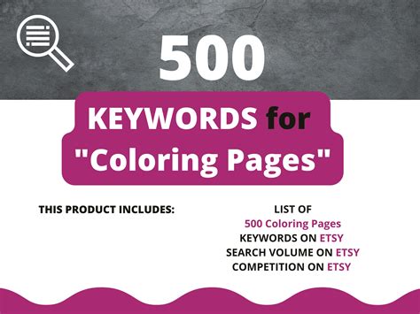 500 Keywords For Your Coloring Pages Shop Keyword List SEO Etsy