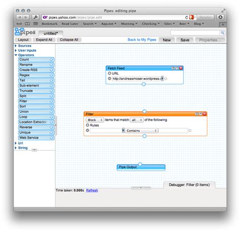 Download Yahoo Pipes Editing Interface Screenshot