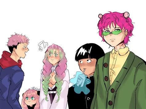 Saiki Mob And Anya Personajes De Anime Ilustraciones Personajes