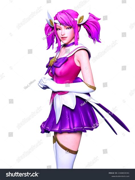 D Sexy Anime Womanlong Pink Hairfuturistic Stock Illustration Shutterstock