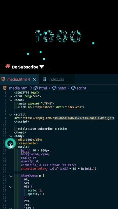 animation 1000 subscribe 💕 html shorts css coding programming t