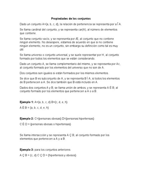 Propiedades De Los Conjuntos Pdf Conjunto Matemáticas Lenguaje