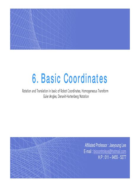6 robot kinematics and dynamics 1 pdf pdf cartesian coordinate