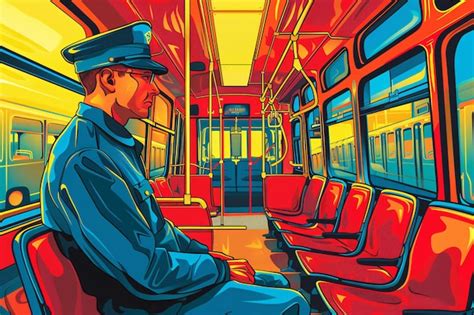 A Man In A Uniform Sitting On A Bus Premium Ai Generated Image