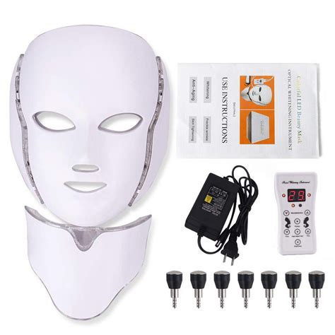 Led 7 цвята Beauty Face Mask Светлинна терапия за шия Фотоподмладяване Грижа за кожата на лицето