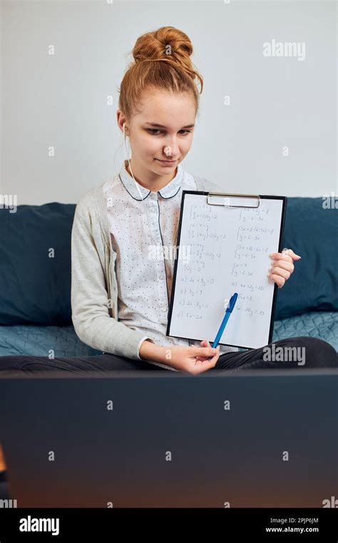 Young Woman Student Having Classes Learning Online Watching Lesson