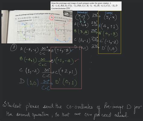draw the preimage and image of each polygon under the given rotation 1